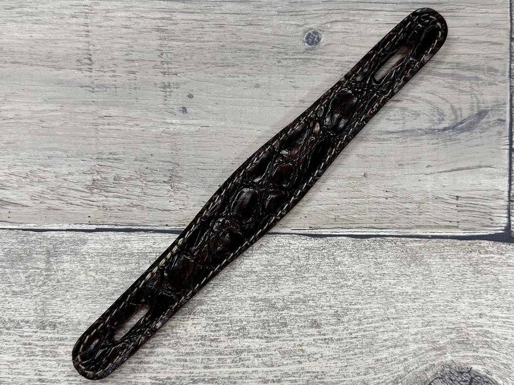 Blue Bell Straps Handle Strap Dark coffee crocodile ギターアンプ用レザーハンドル（新品 ...