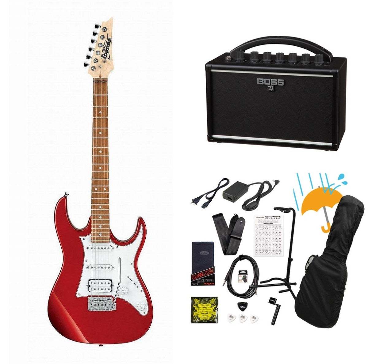 Ibanez GRX40-CA (Candy Apple) GIO Series 入門用 BOSS KATANA MINI アンプ付き13点 ...