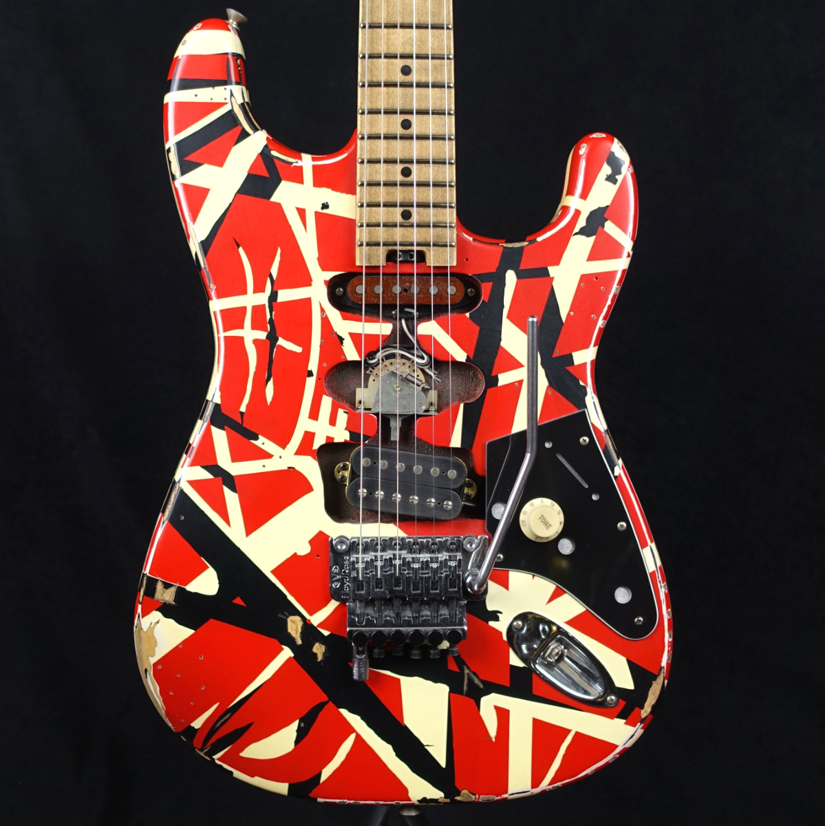 EVH Striped Series Frankenstein Frankie Red with Black Stripes Relic ...