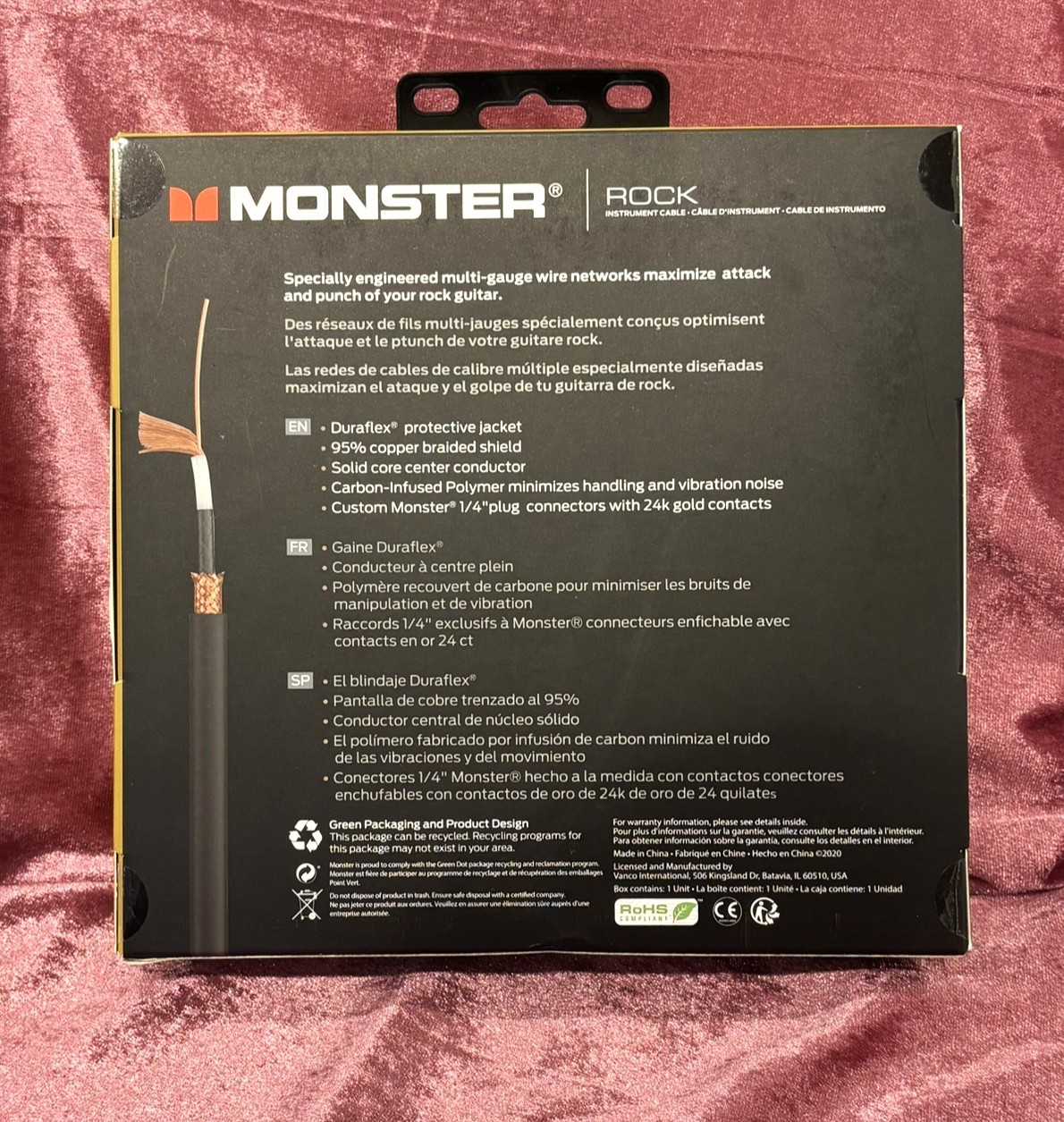 Monster Cable Monster Rock Instrument Cable 12FT 3.6M LS（新品）【楽器検索デジマート】