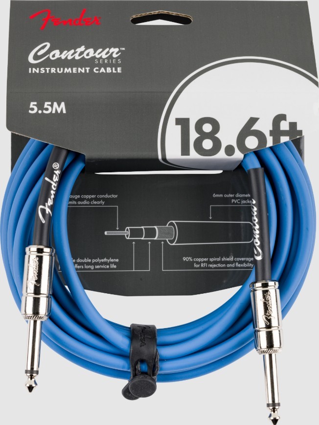 Fender Contour Series Instrument Cables Lake Placid Blue 18.6FT(5.5m)【楽 ...