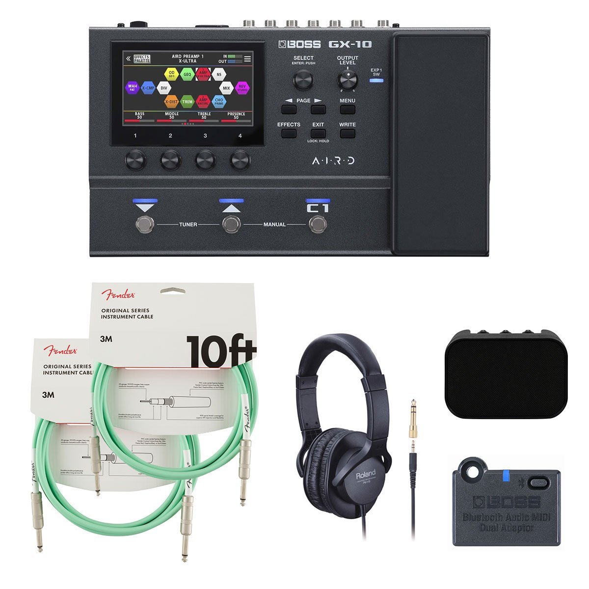 BOSS GX-10 Guitar Effects Processor ボス GX10 マルチエフェクター[BT-DUAL + 周辺機器アイテム同時購入セット（新品/送料無料）【楽器検索デジマート】