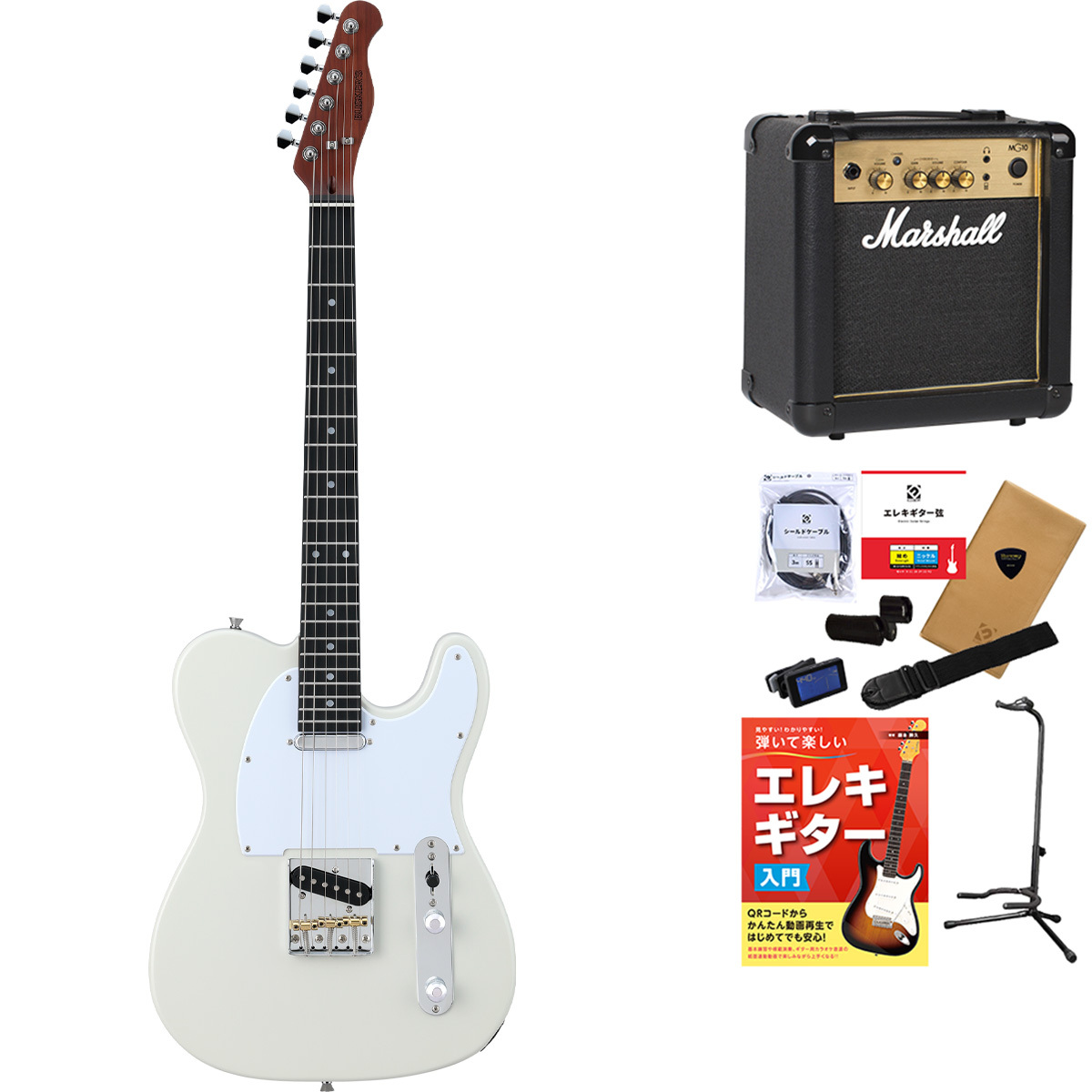 BUSKER'S BTL-Standard 初心者セット【マーシャルアンプ付き】 GWT -グレーホワイト- テレキャスタータイプ（新品/送料無料）【楽器検索デジマート】