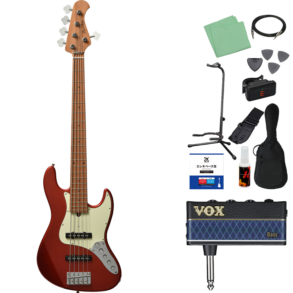 Bacchus WJB5-630-RSM/M-Act 5弦ベース 初心者セット ヘッドホンアンプ付 CAR（新品/送料無料）【楽器検索デジマート】