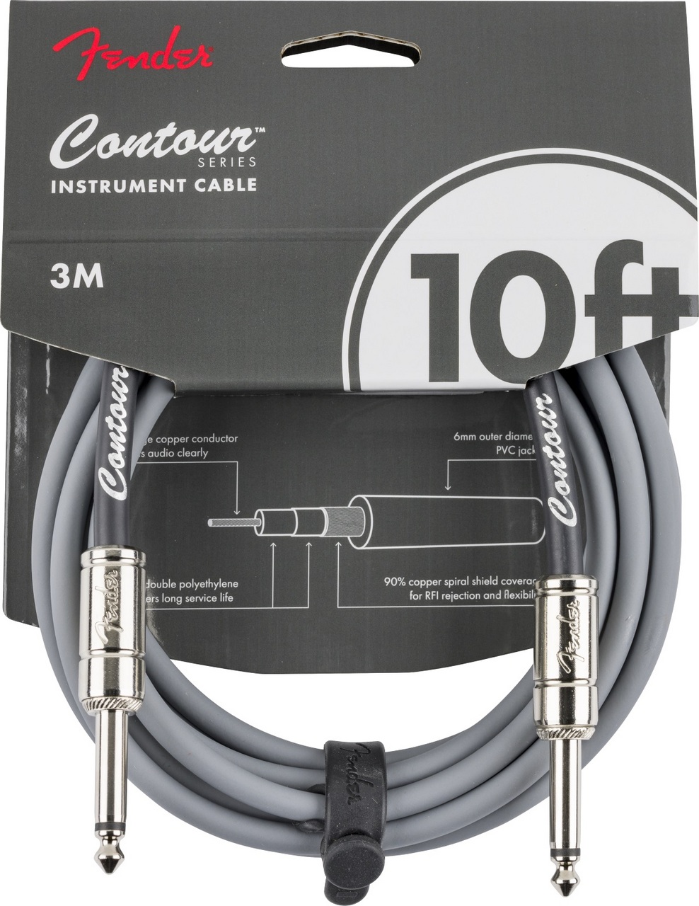 Fender Contour Instrument Cable, Inca Silver, 10'【3M S/S】（新品）【楽器検索デジマート】